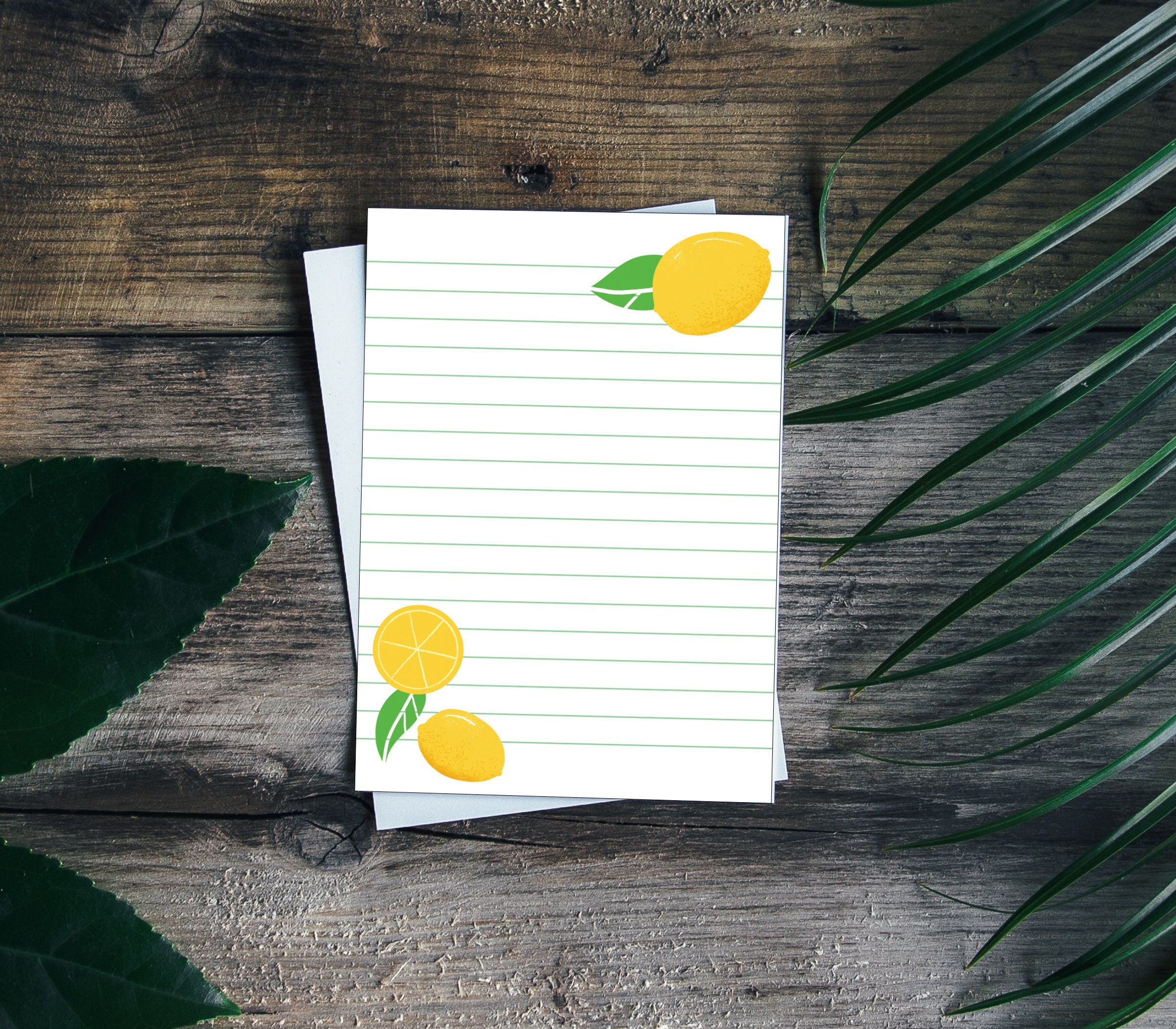 Cute Fruit Printable Letter Writing Paper, Lemon Stationery Paper PDF ...
