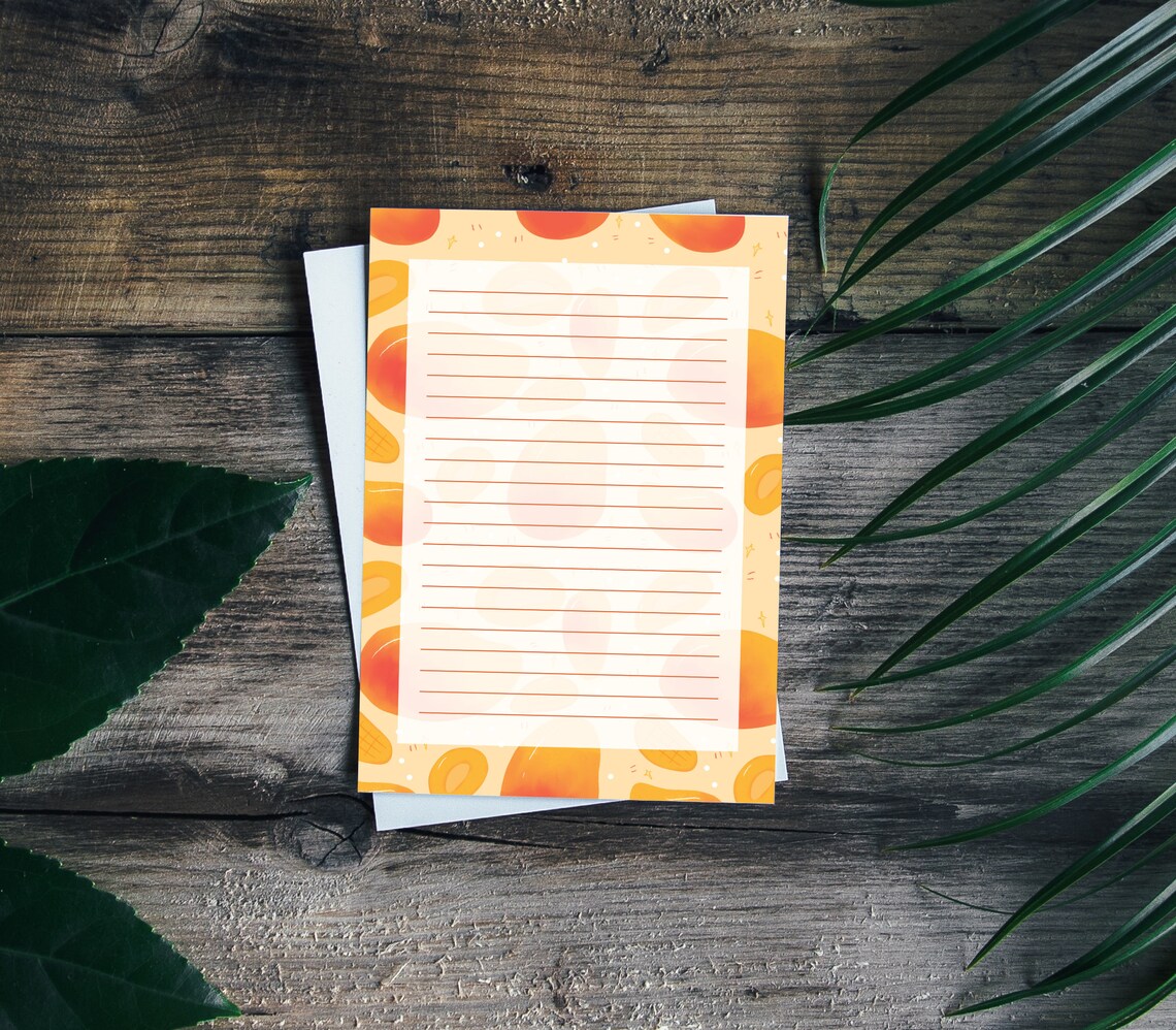 Mango Printable Letter Writing Paper, Digital Download Fruit Stationery ...