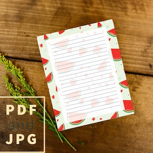 Watermelon Printable Letter Writing Paper, Digital Download Melon ...