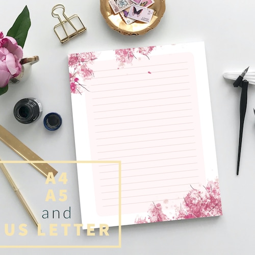 Cherry Blossom Writing Paper-stationery Set-letter Paper | Etsy