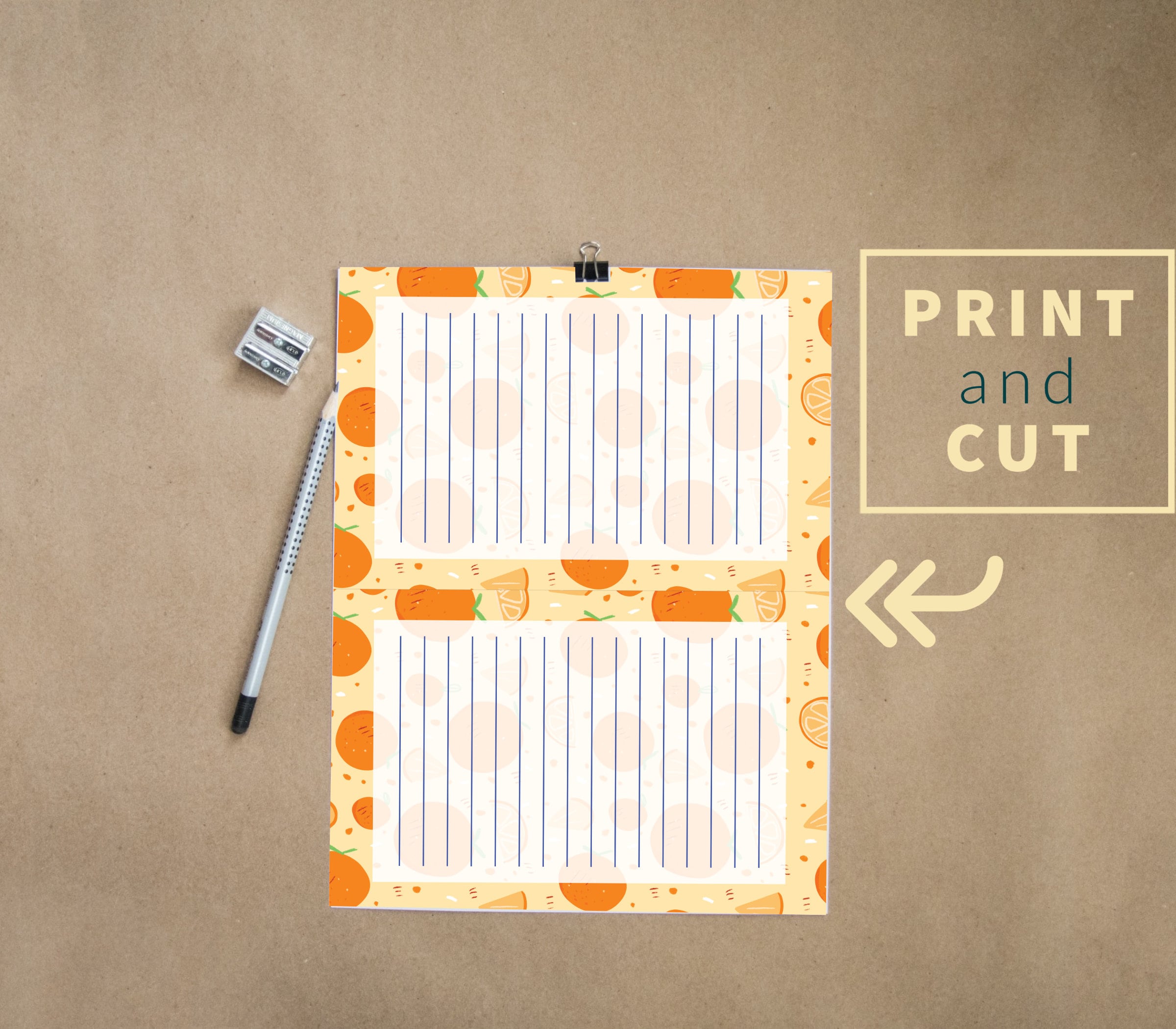 Orange Printable Letter Writing Paper, Digital Download Fruit ...