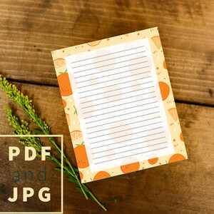 Orange Printable Letter Writing Paper, Digital Download Fruit ...