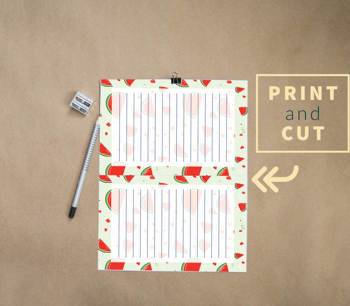 Watermelon Printable Letter Writing Paper, Digital Download Melon ...