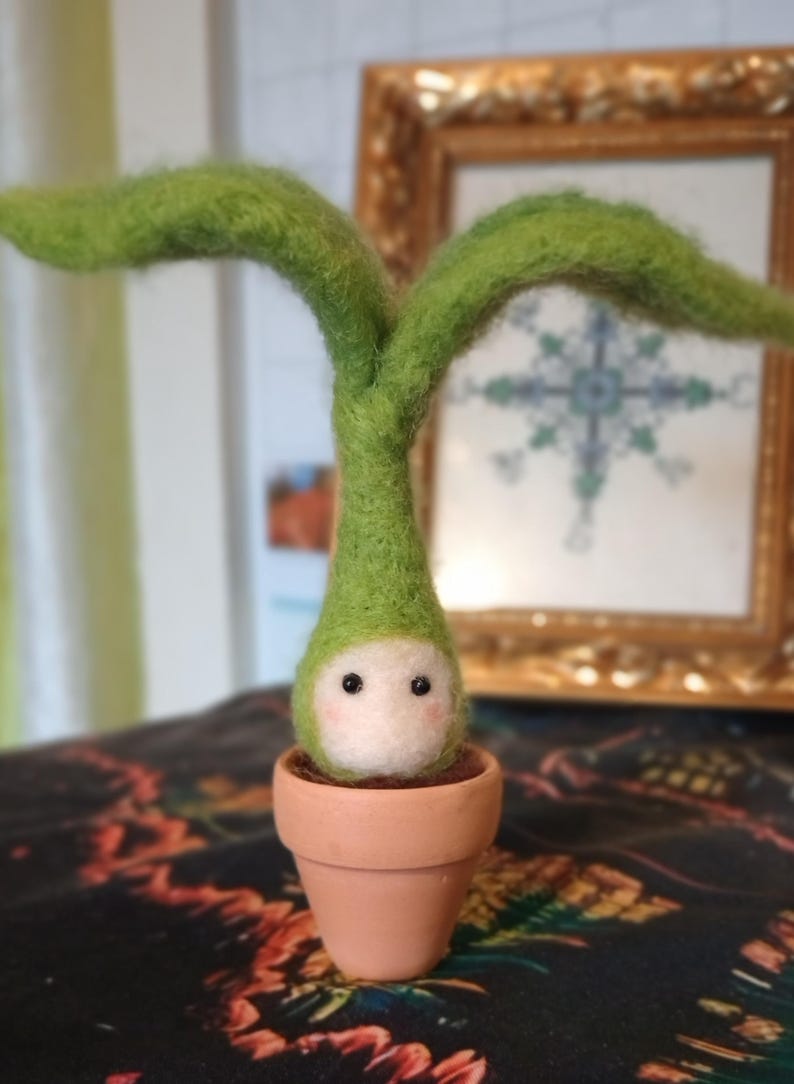 Handmade Tiny Needle Felted Wool Plant Sproutling Gift - Etsy