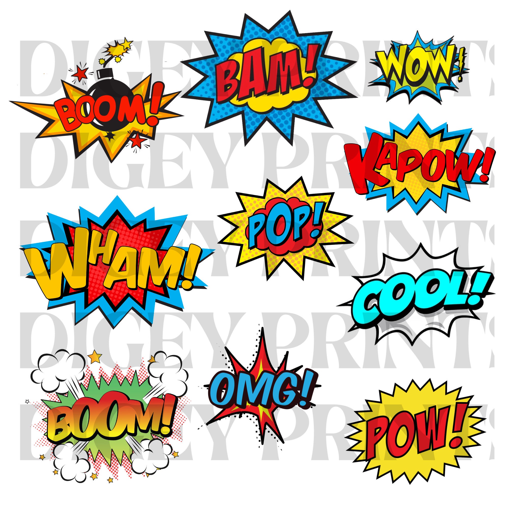 Superhero Action Words Png