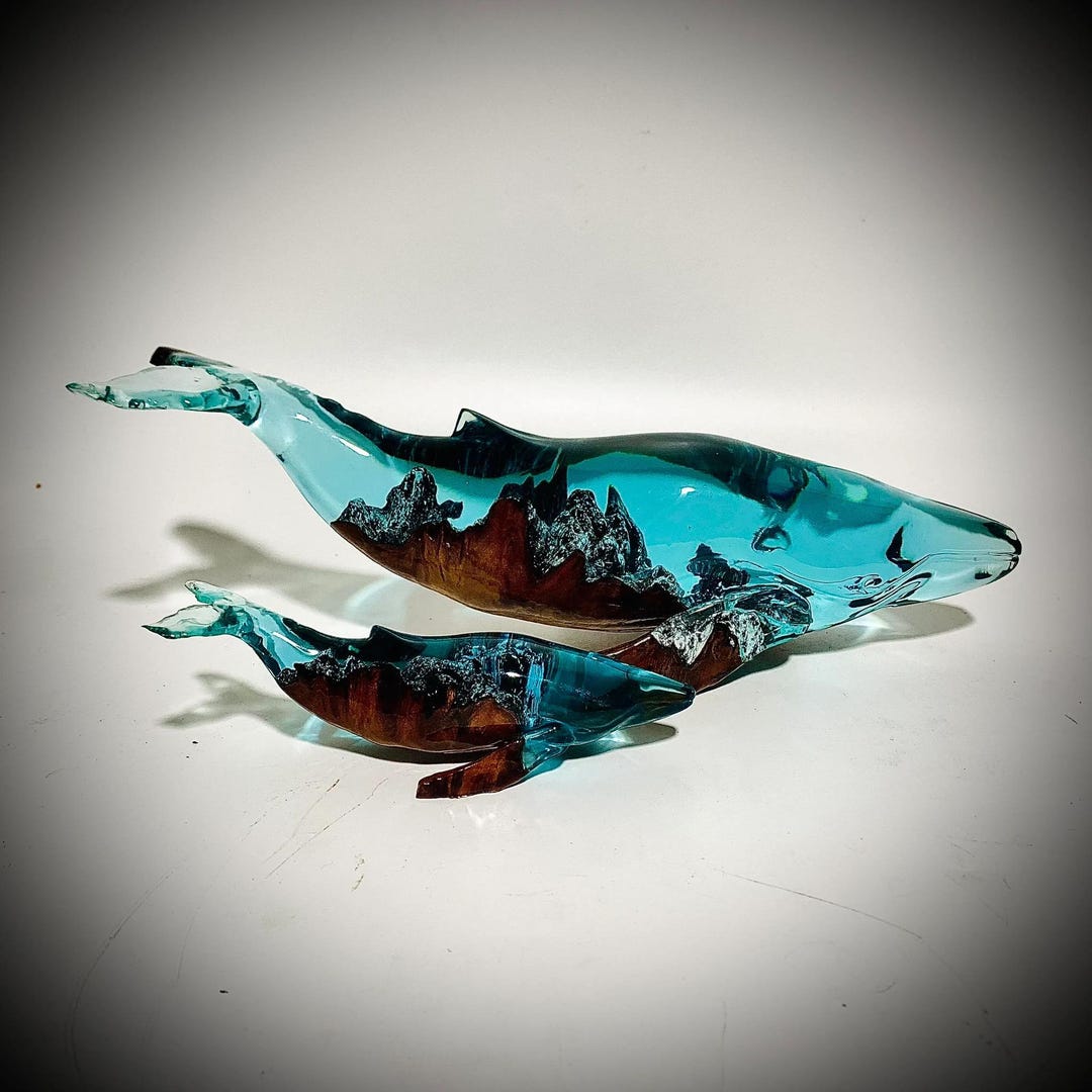 Whale Statue, Epoxy Art, Wood Sculpture, Wood Carving, Wooden Whale ...