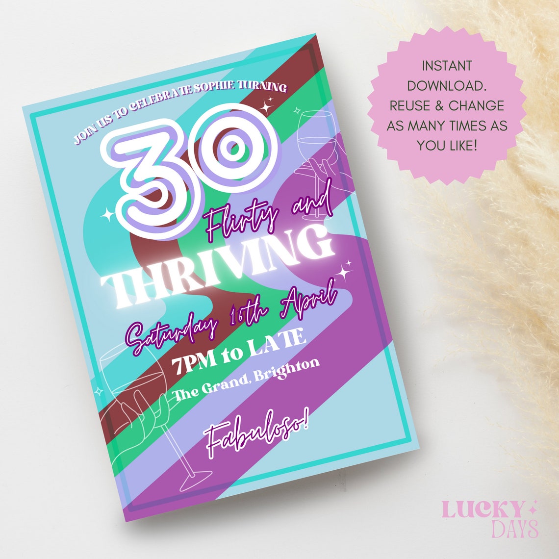 Editable 13 Going on 30 Invitation | Printable 30th Birthday Invite ...