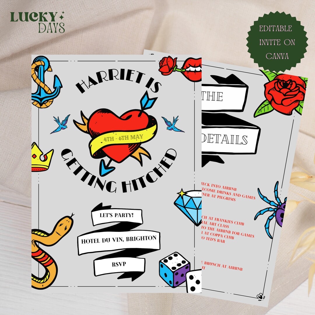 Editable Alternative Bachelorette Party Invitation and Itinerary ...