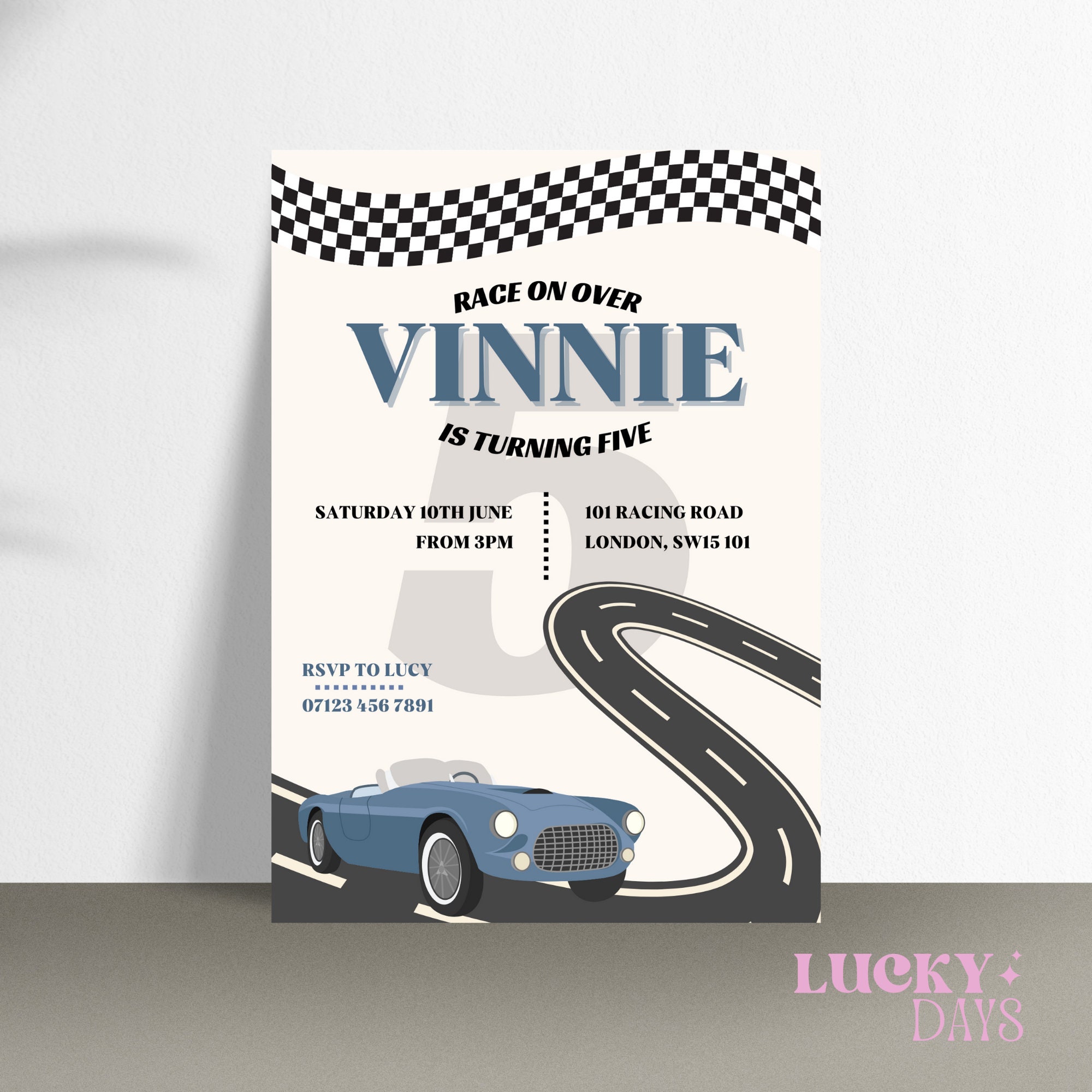 Editable Racing Car Themed Birthday Party Invitation Template ...