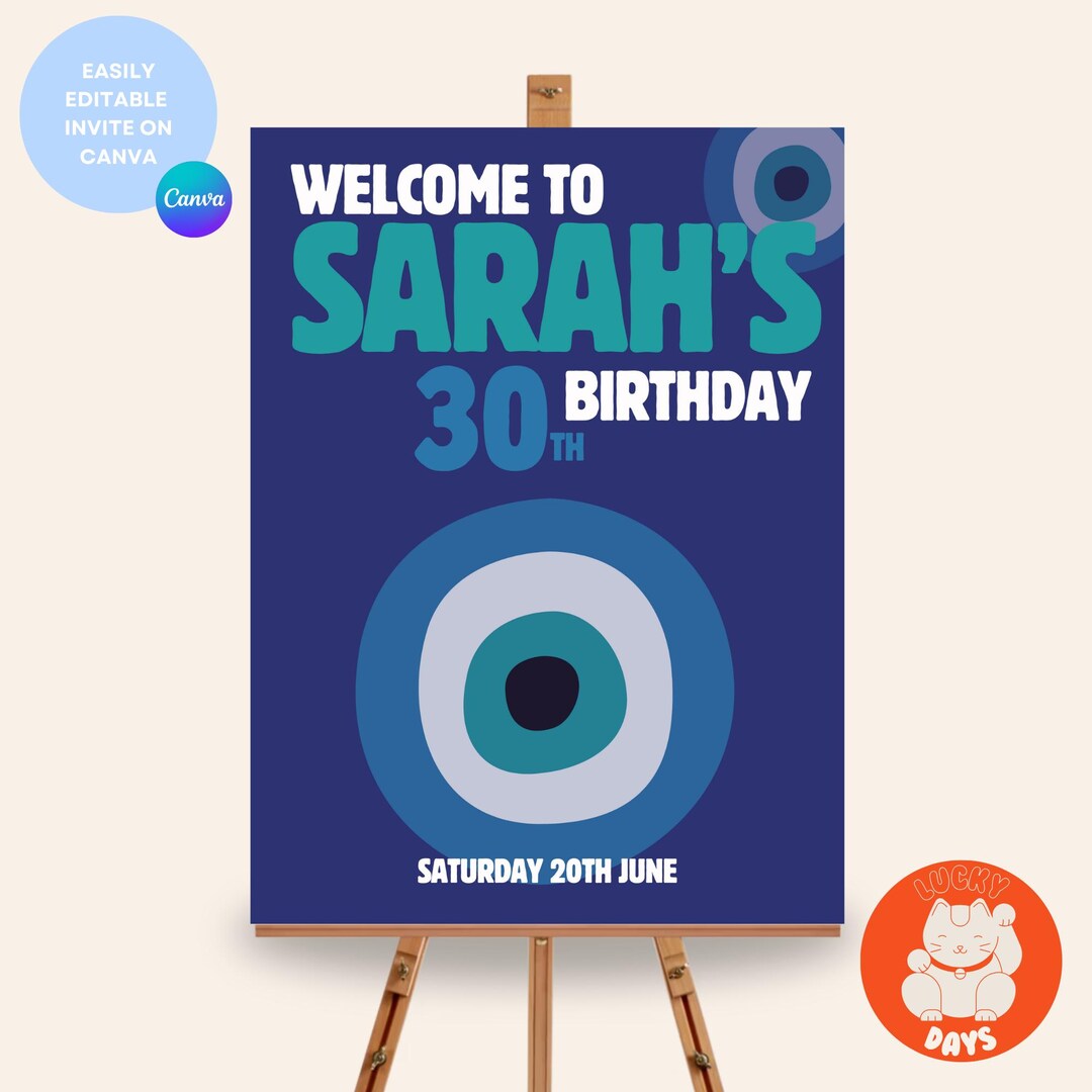 Editable Mykonos Welcome Sign | Printable Themed Hen Do Board ...