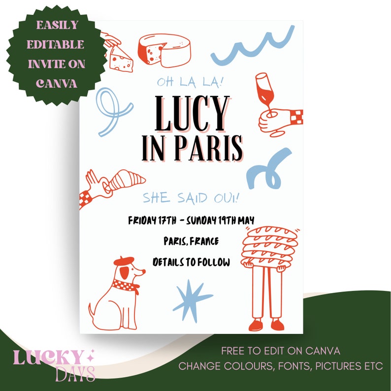 French Party Invitation Template | Printable Paris Invite | Chic ...