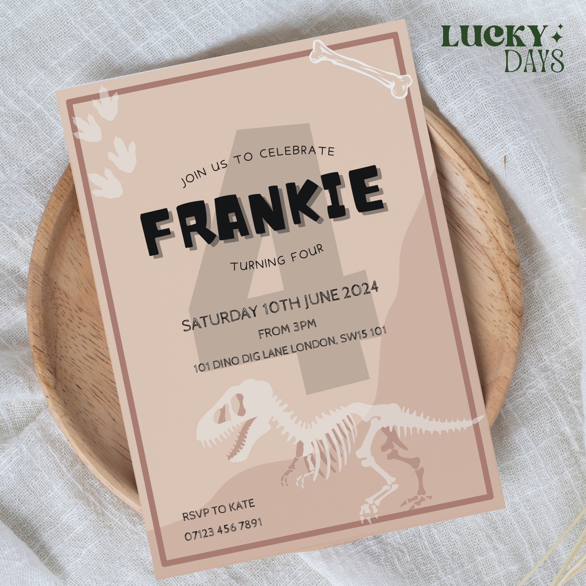 Editable Dinosaur Themed Birthday Party Invitation Template, Printable ...