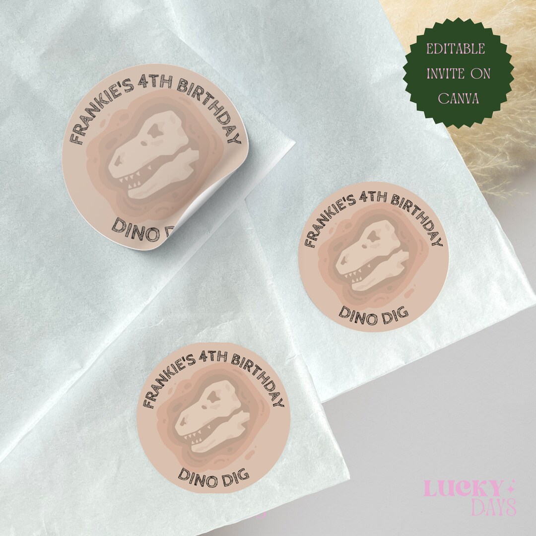 Editable Dinosaur Themed Thank You Tag, Printable Dino Dig Sticker ...