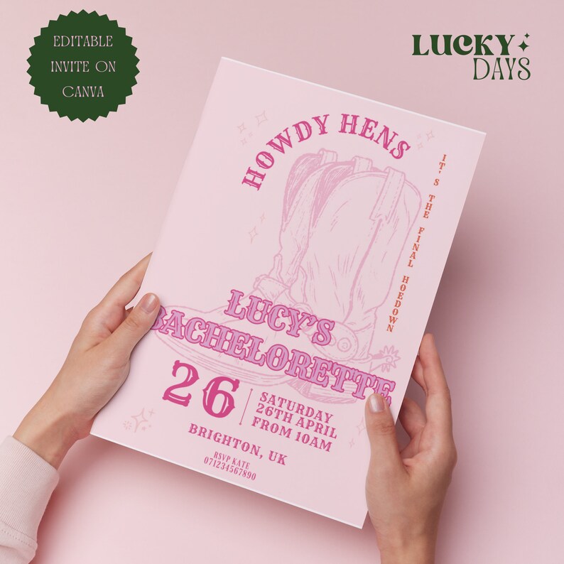 Last Rodeo Bachelorette Invitation: Cowgirl Hen Party Itinerary (canva ...