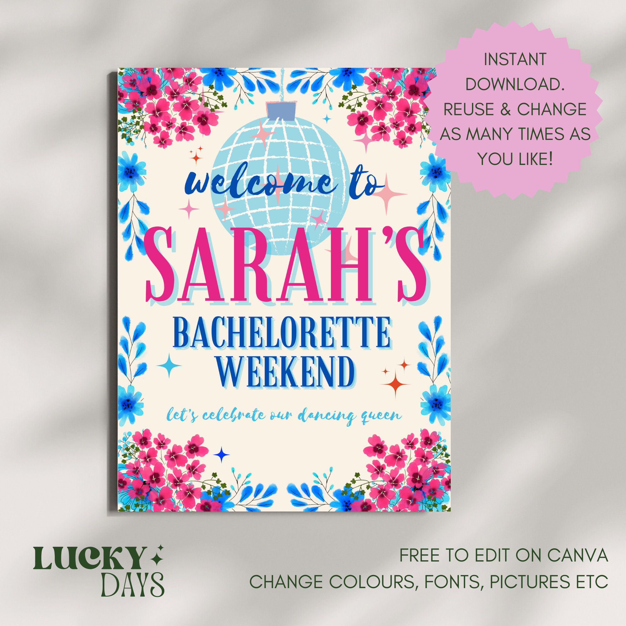 Editable Mamma Mia Welcome Sign | Printable Themed Bachelorette Board ...