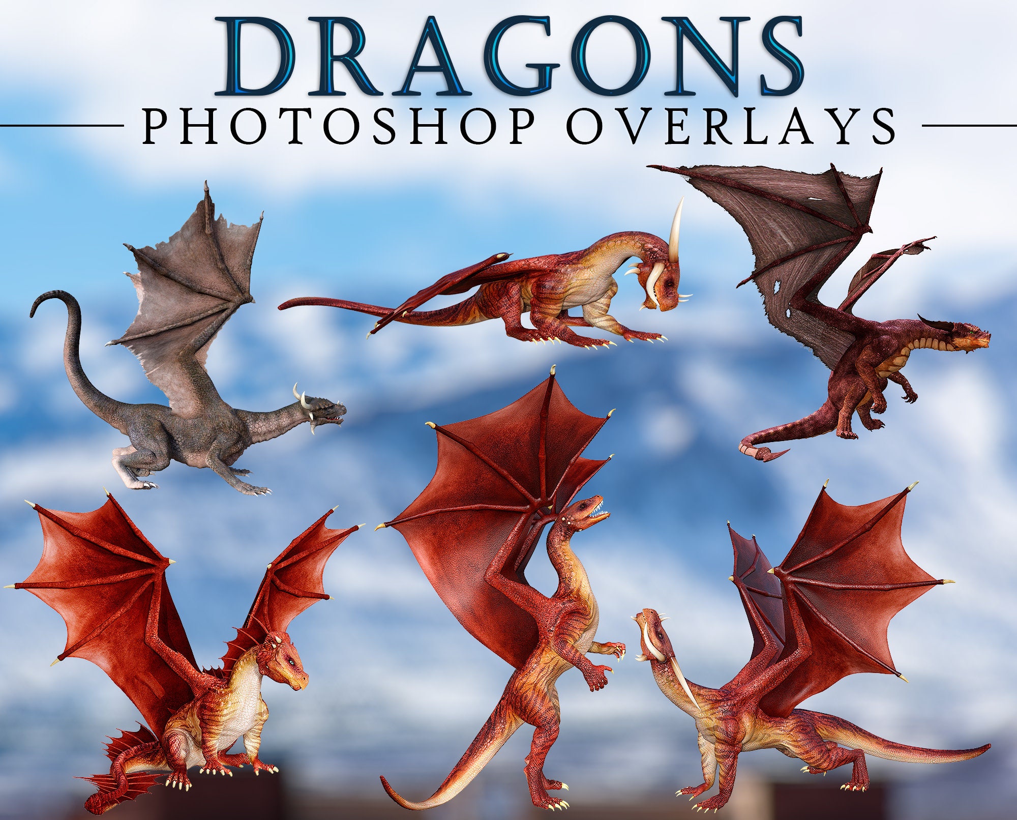 Dragons Overlay Photoshop Overlays for Photographers | Etsy