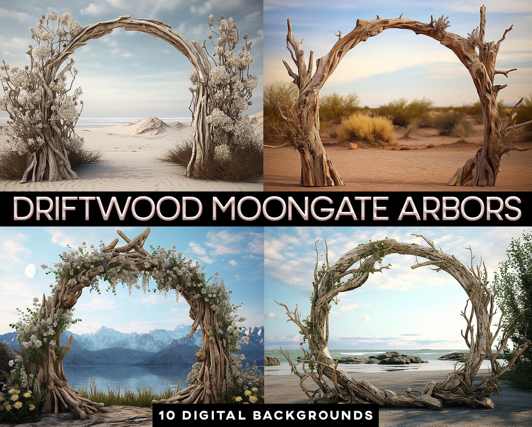 Driftwood Moongate Arbors Wedding BG Beach Arbor Flower Archway Drift Wood Wooden Archway ...