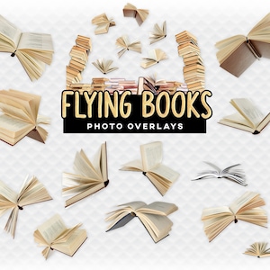 Flying Books Overlay Photoshop Overlays for Photoshop. Digital | Etsy