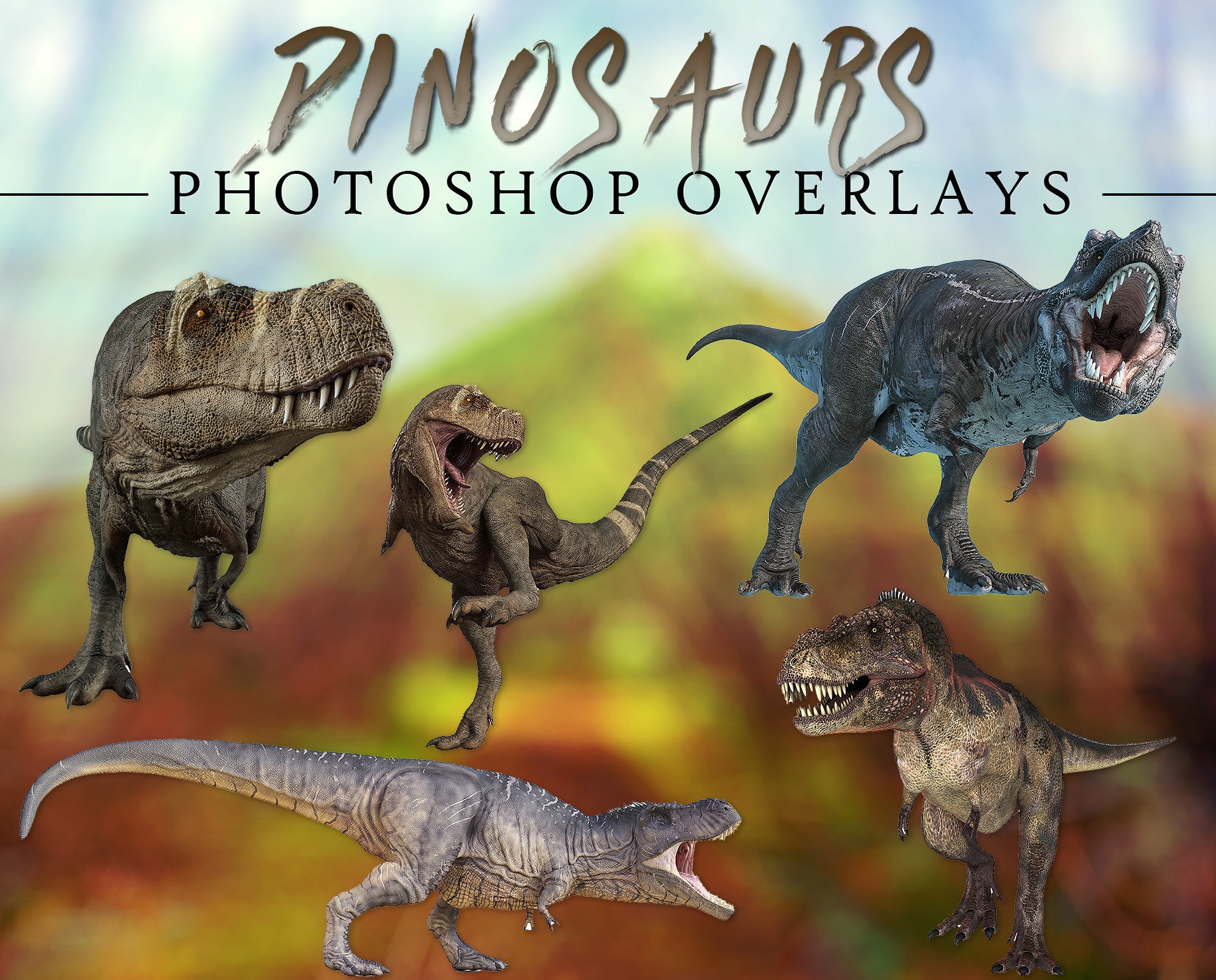T-rex Dinosaurs Overlay Photoshop Overlays for Photographers ...