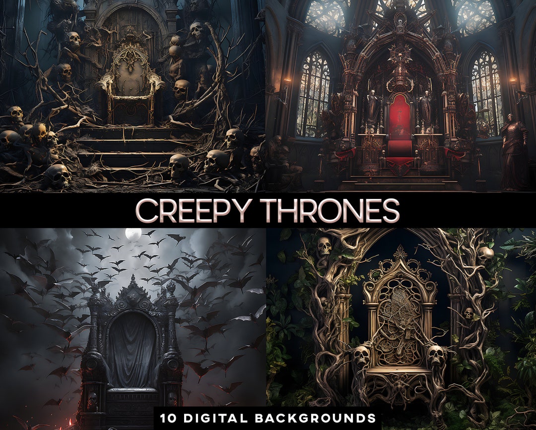 Creepy Thrones Spooky Throne Skull Thrones Digital Background ...