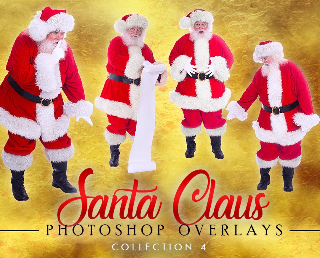 Santa Claus Overlays Collection 4 Christmas Overlay for Holiday Cards ...