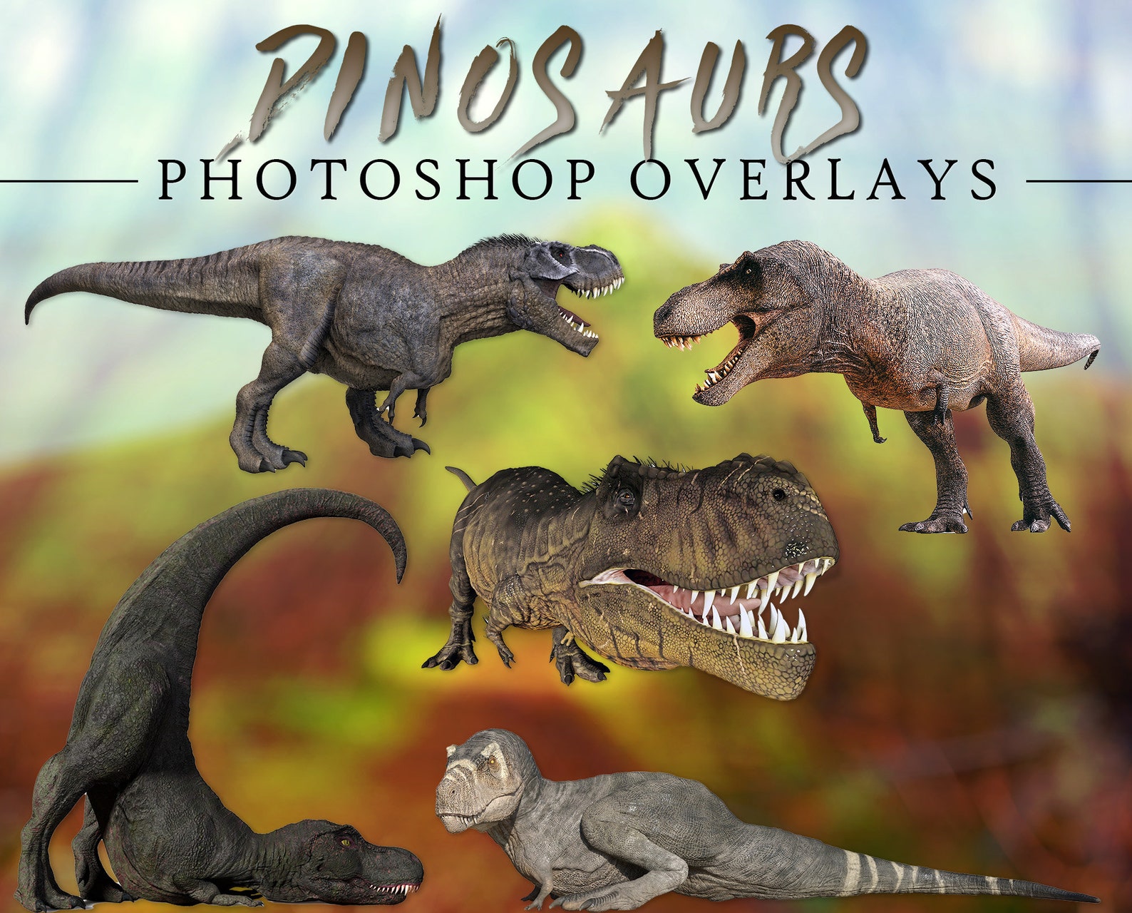 T-Rex Dinosaurs Overlay Photoshop Overlays for Photographers | Etsy