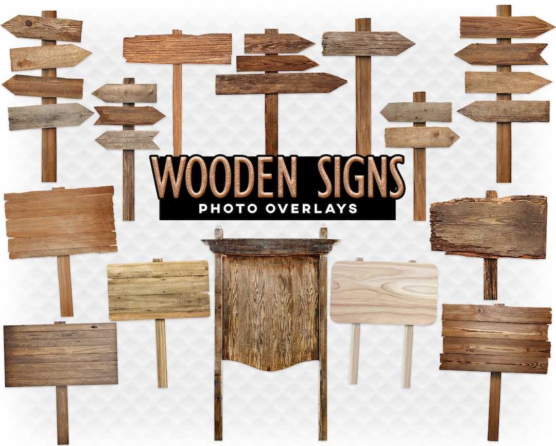 Wooden Signs Overlay Photoshop Overlays for Photographers, Invitations ...