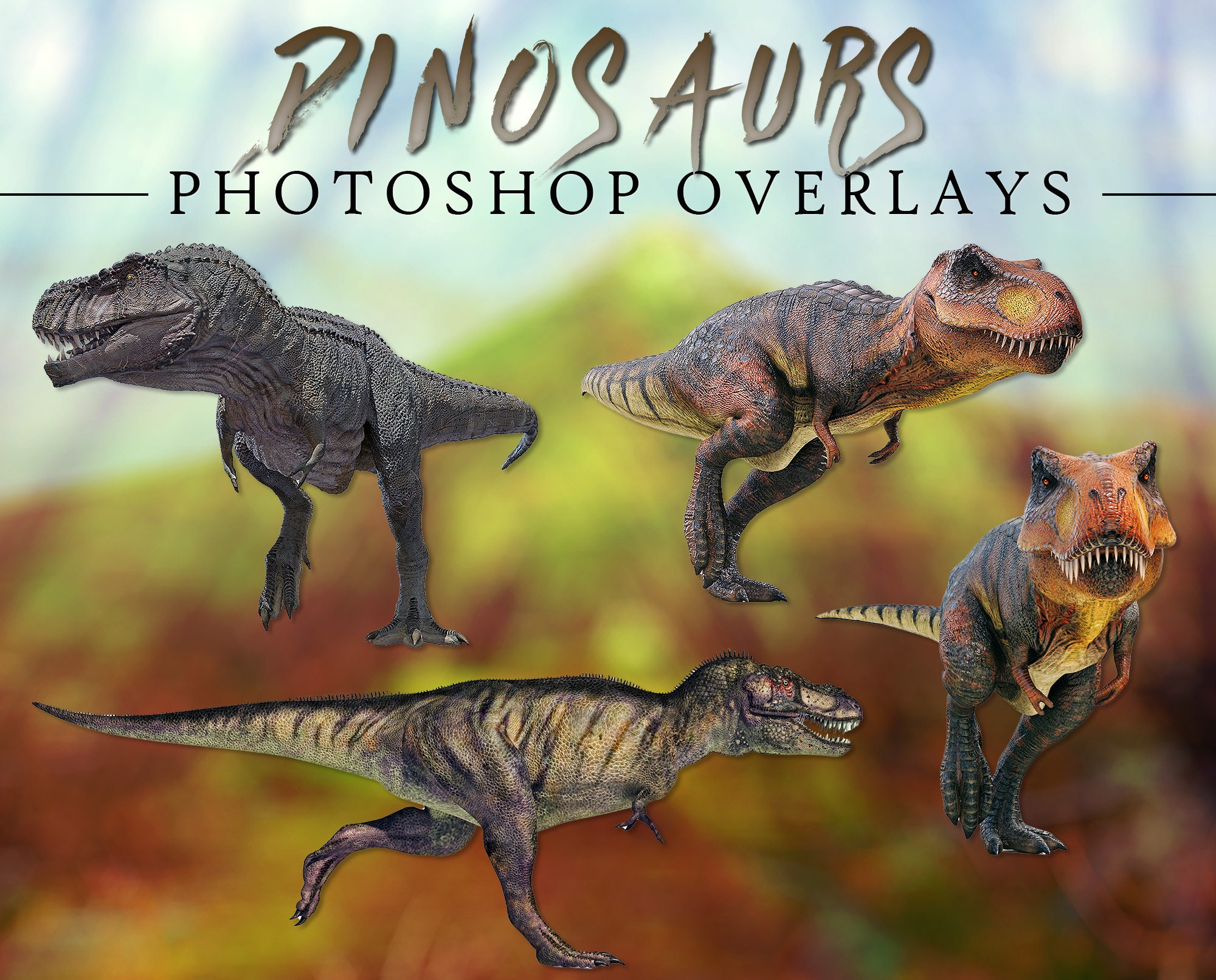 T-Rex Dinosaurs Overlay Photoshop Overlays for Photographers | Etsy