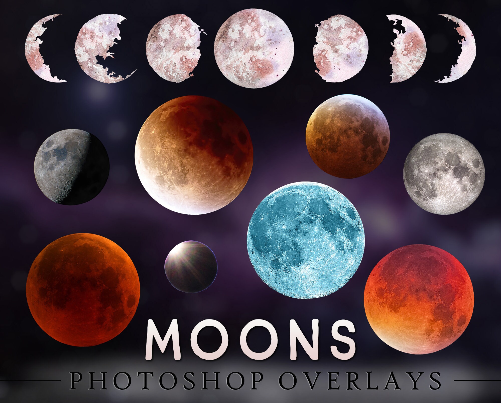 Moon Overlay Photoshop Overlays for Photographers | Etsy