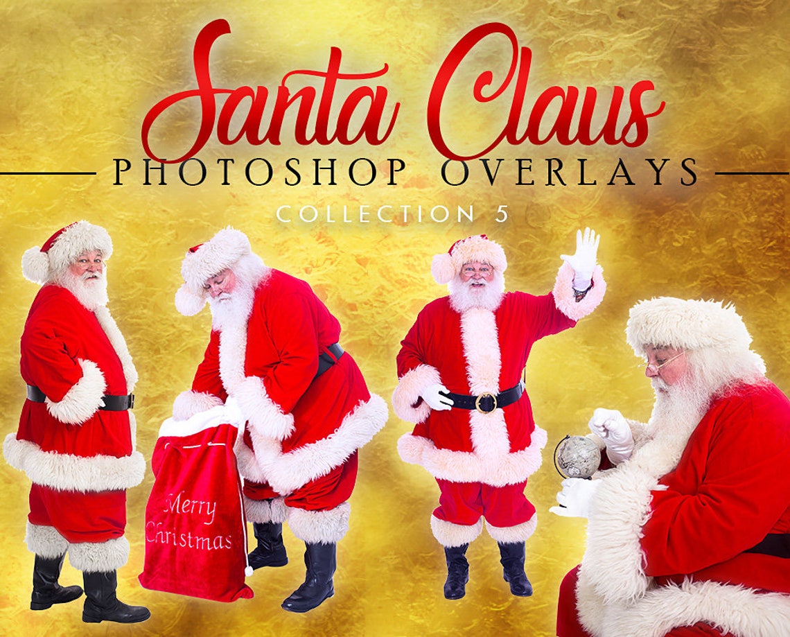 Santa Claus Overlays Collection 5 - Christmas Overlay for Holiday Cards ...