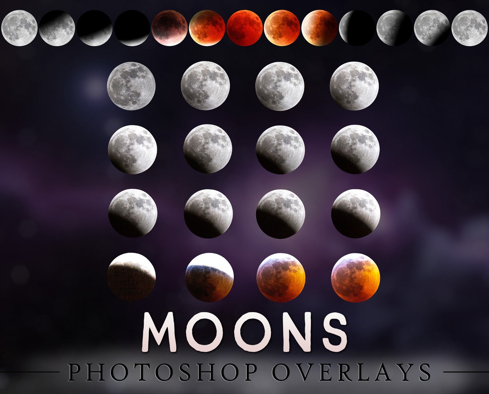 Moon Overlay Photoshop Overlays for Photographers | Etsy