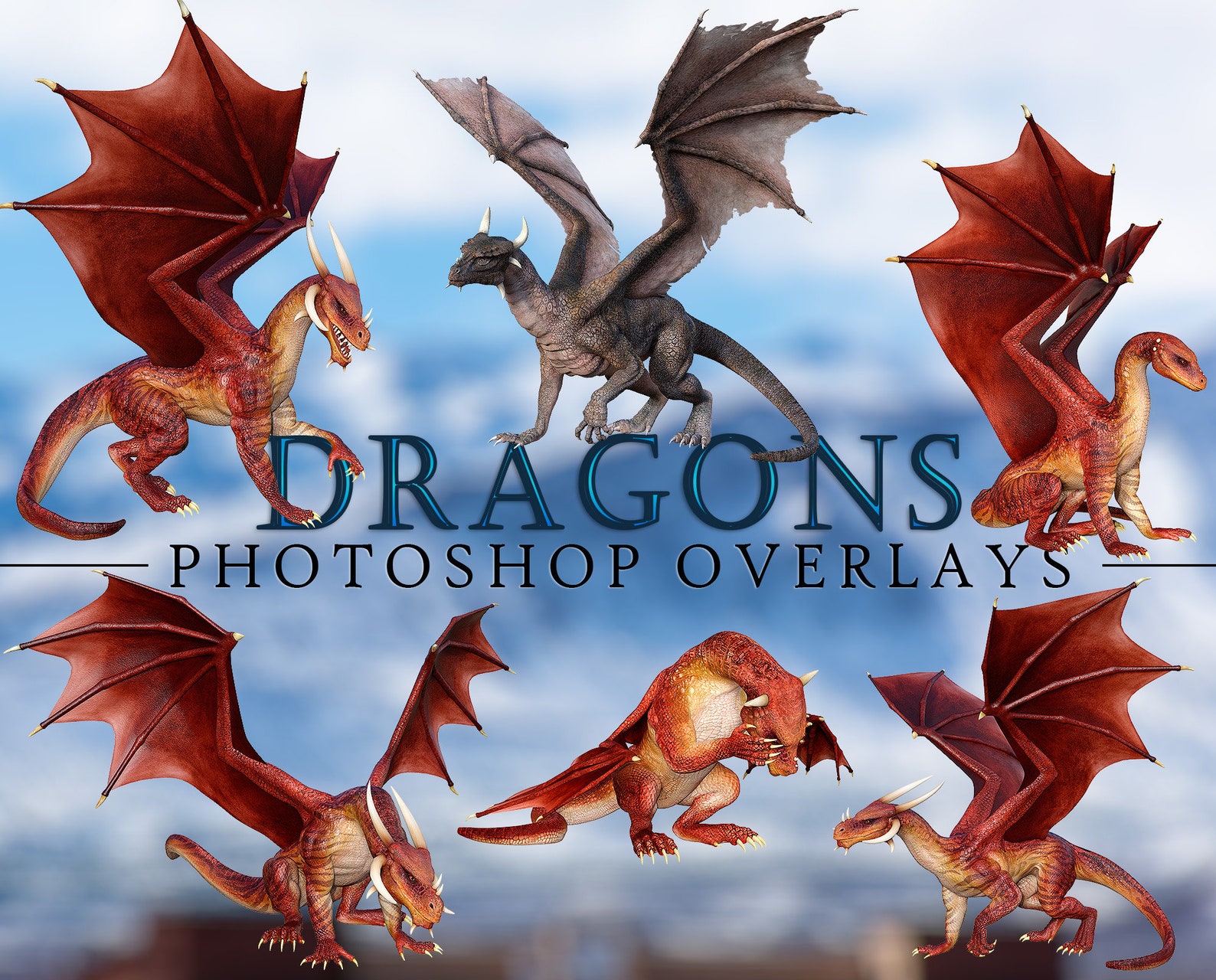 Dragons Overlay Photoshop Overlays for Photographers - Etsy Canada