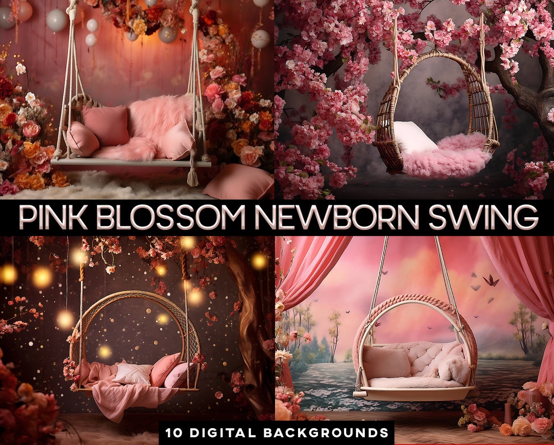 Pink Blossom Newborn Swings Photographer Prop Baby Girl Digital BG Pink ...