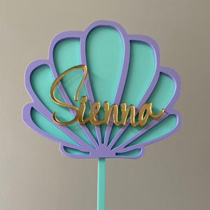 Personalised Mermaid Shell Cake Topper - Etsy