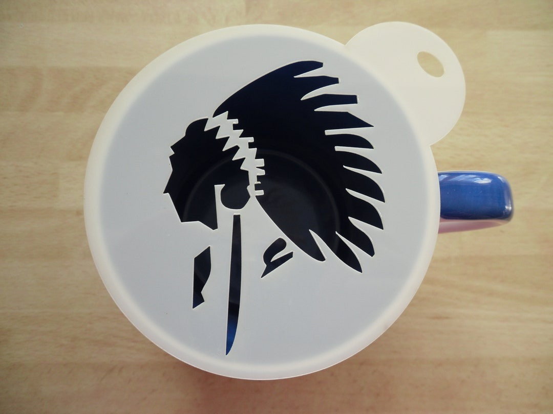 Unique Bespoke New 100mm Indian Chief Head Craft and Coffee Stencil - Etsy