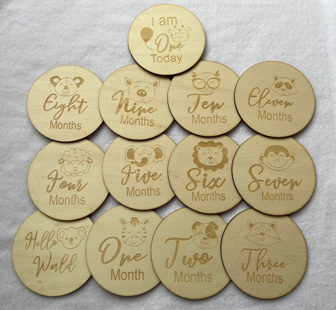 Baby Milestone Set of 13 Wooden Discs - Etsy