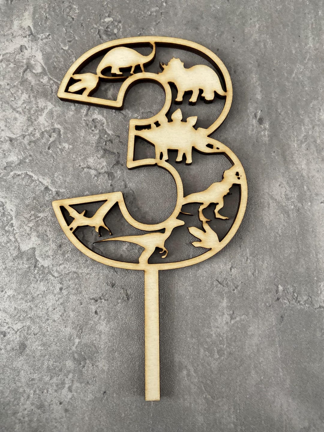 Number With Dinosaurs Inside Cake Topper, Cake Decoration, Dinosaur ...