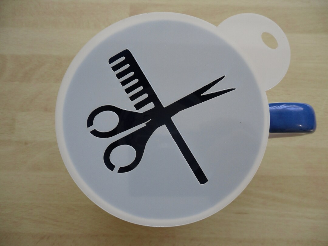 Unique Bespoke New 100mm Scissors and Comb Set Craft and Coffee Stencil ...