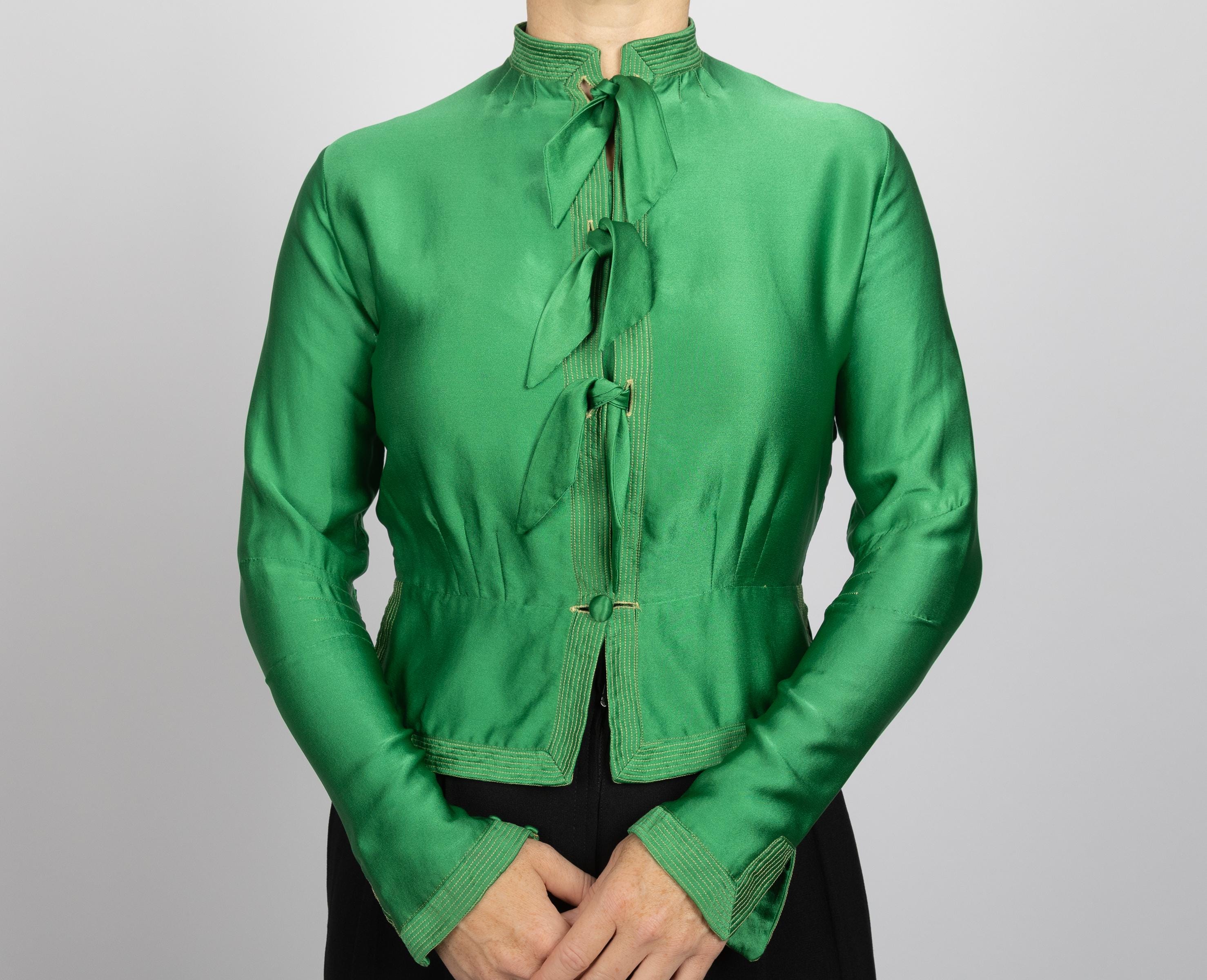 Vintage 1930s Emerald Green Silk Blouse Size Xs/small/petite - Etsy