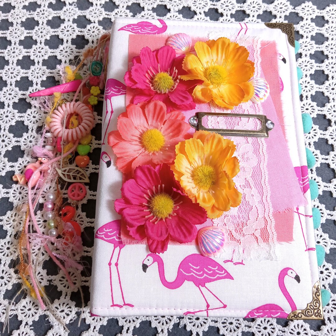 Flamingo Themed Junk Journal Fun and Colorful Handmade Book for Memory ...