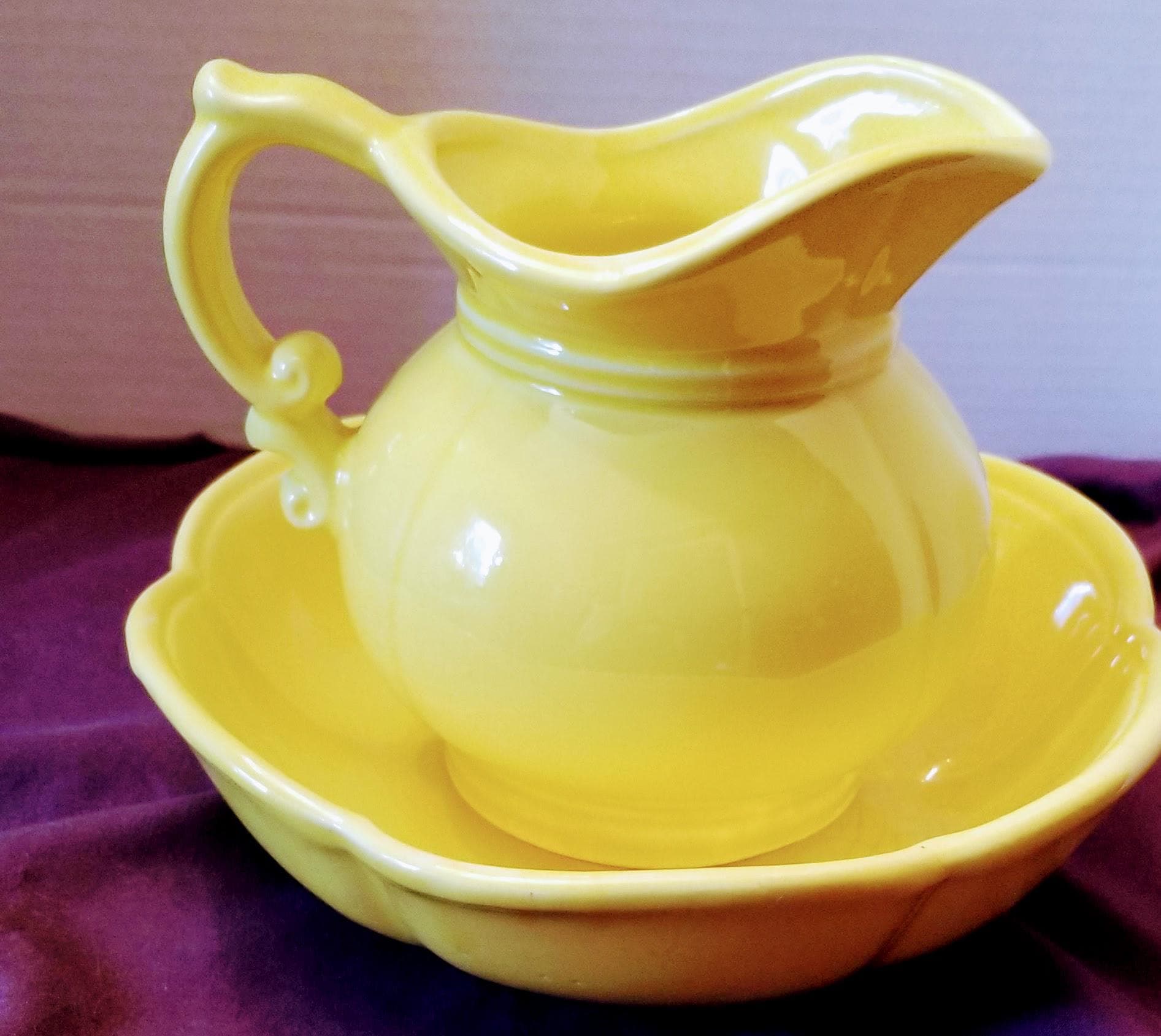 Mccoy #7528 Yellow Pitcher and Bowl - Etsy