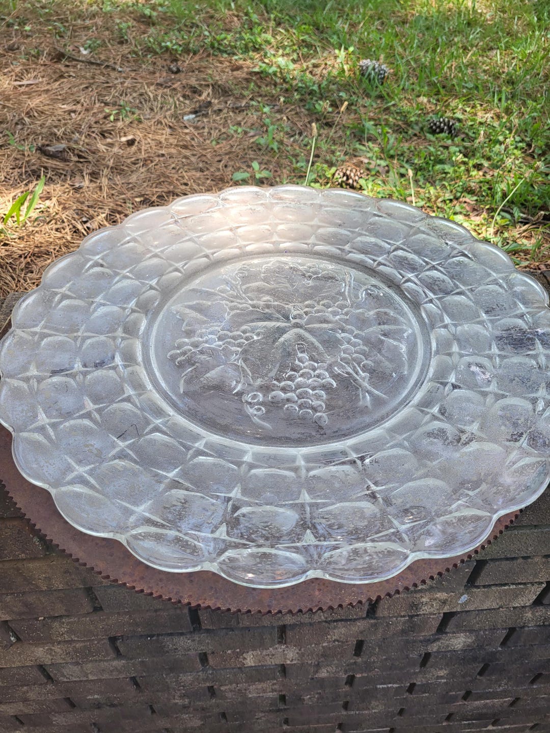 Indiana Constellation Grapes Glass Platter Intaglio Frosted Large 13 ...