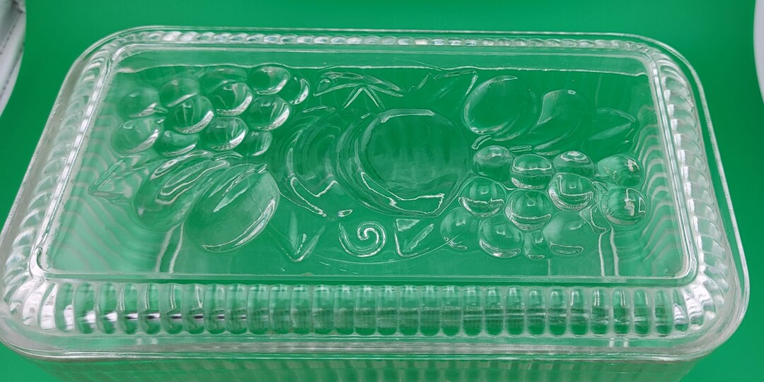 Anchor Hocking Clear Glass Refrigerator Container W/embossed Fruit on ...