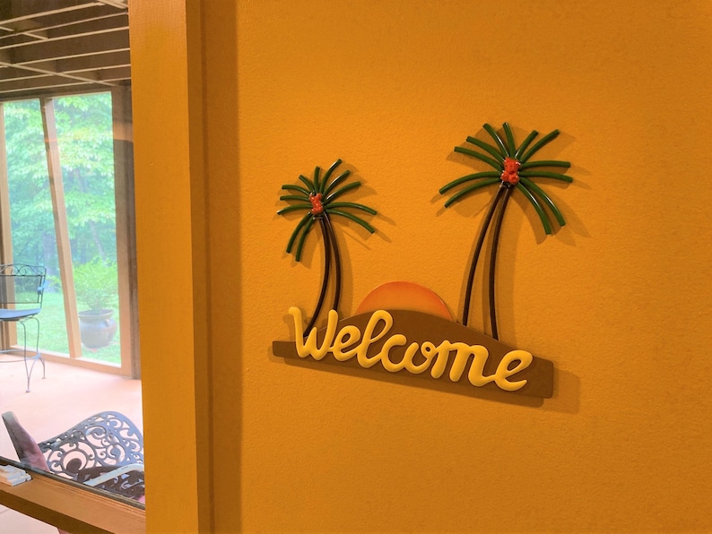 Welcome Sign, Palm Tree, Wall Hanging - Etsy