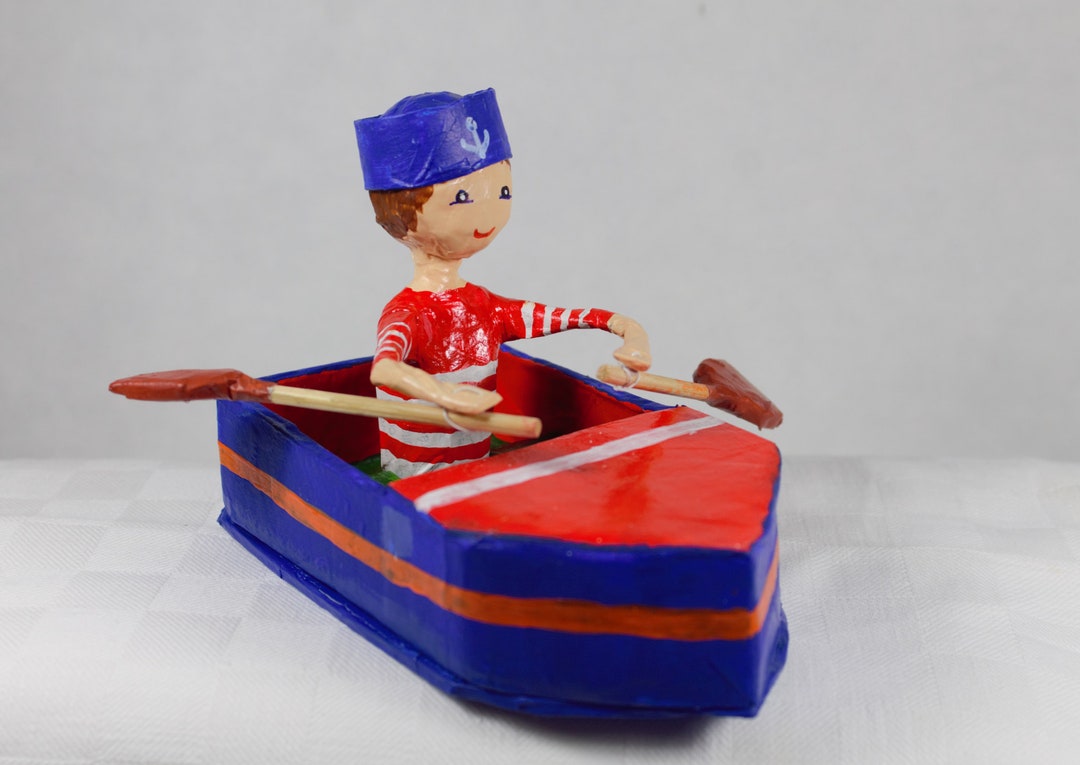 Decoration for Children, the Little Sailor in His Boat. Paper Mache ...