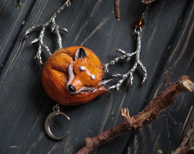Fox Necklace, Forest Fox Jewelry, Witch Fox Charm, Fox Totem Pendant ...