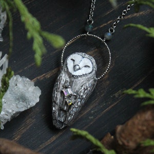 Gray Owl Necklace Etsy