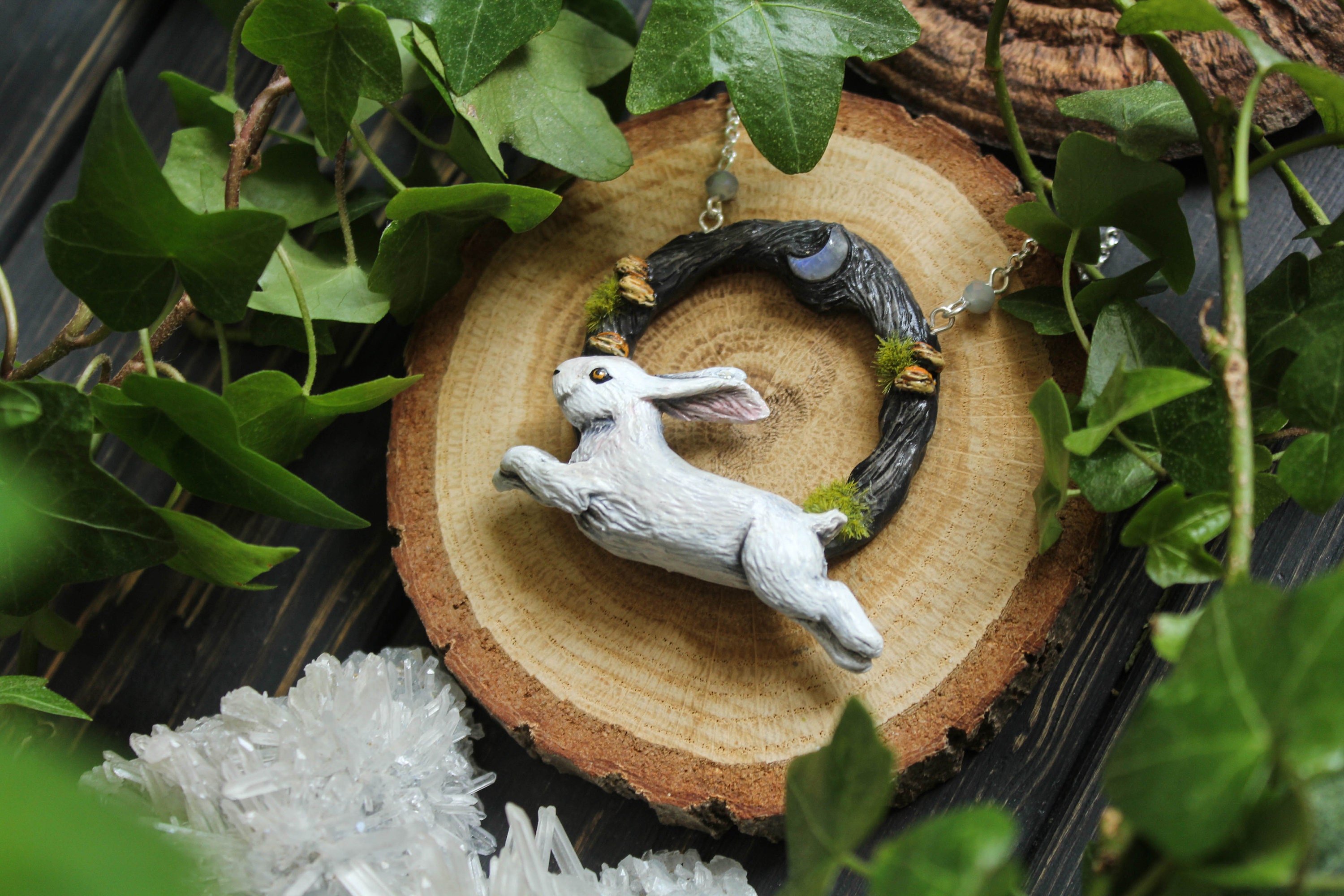 Moon Hare Witchy Pendant Hare Jewelry Totem Rabbit Necklace - Etsy