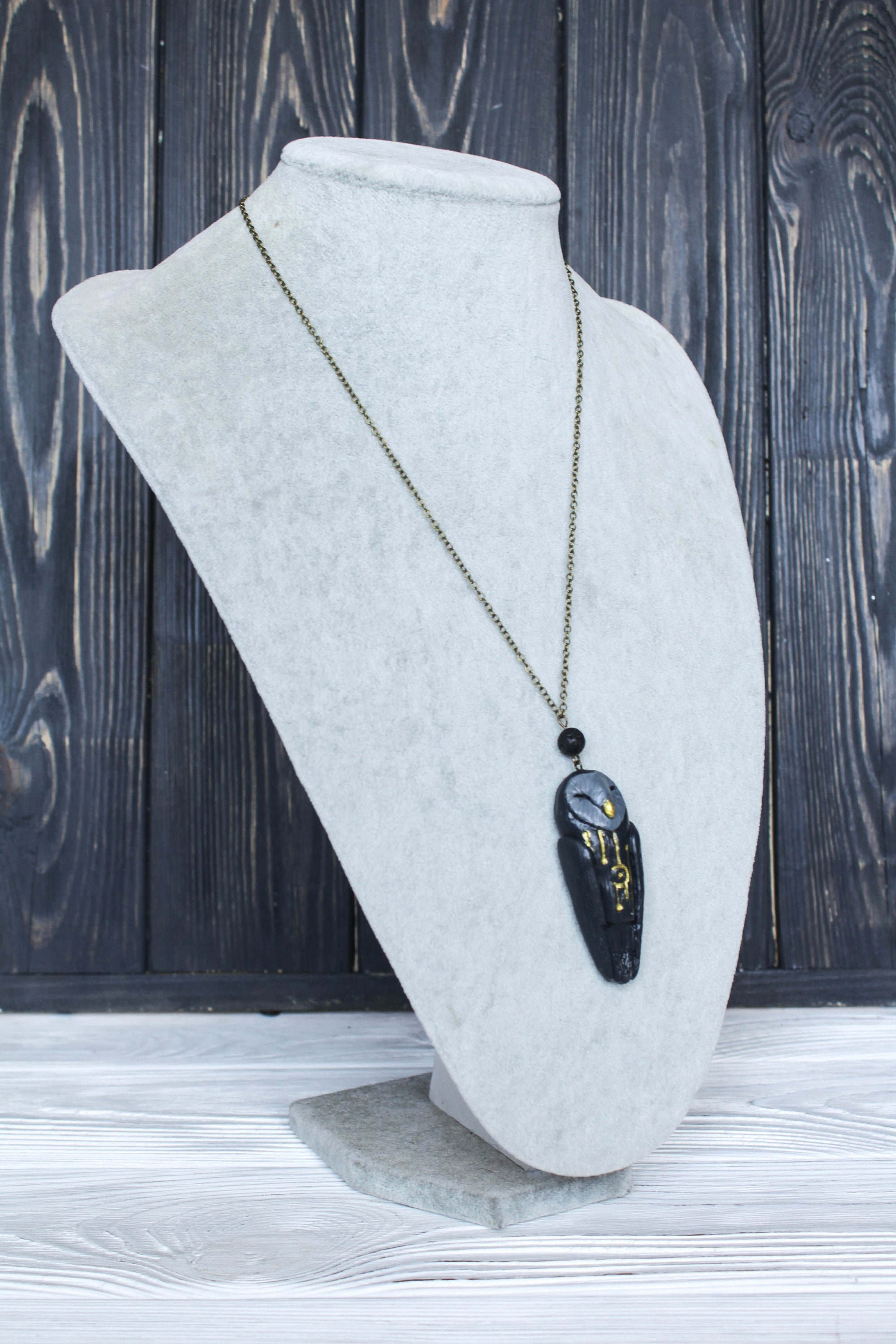 Black Owl Necklace Witch Owl Charm Owl Amulet Wicca Owl | Etsy