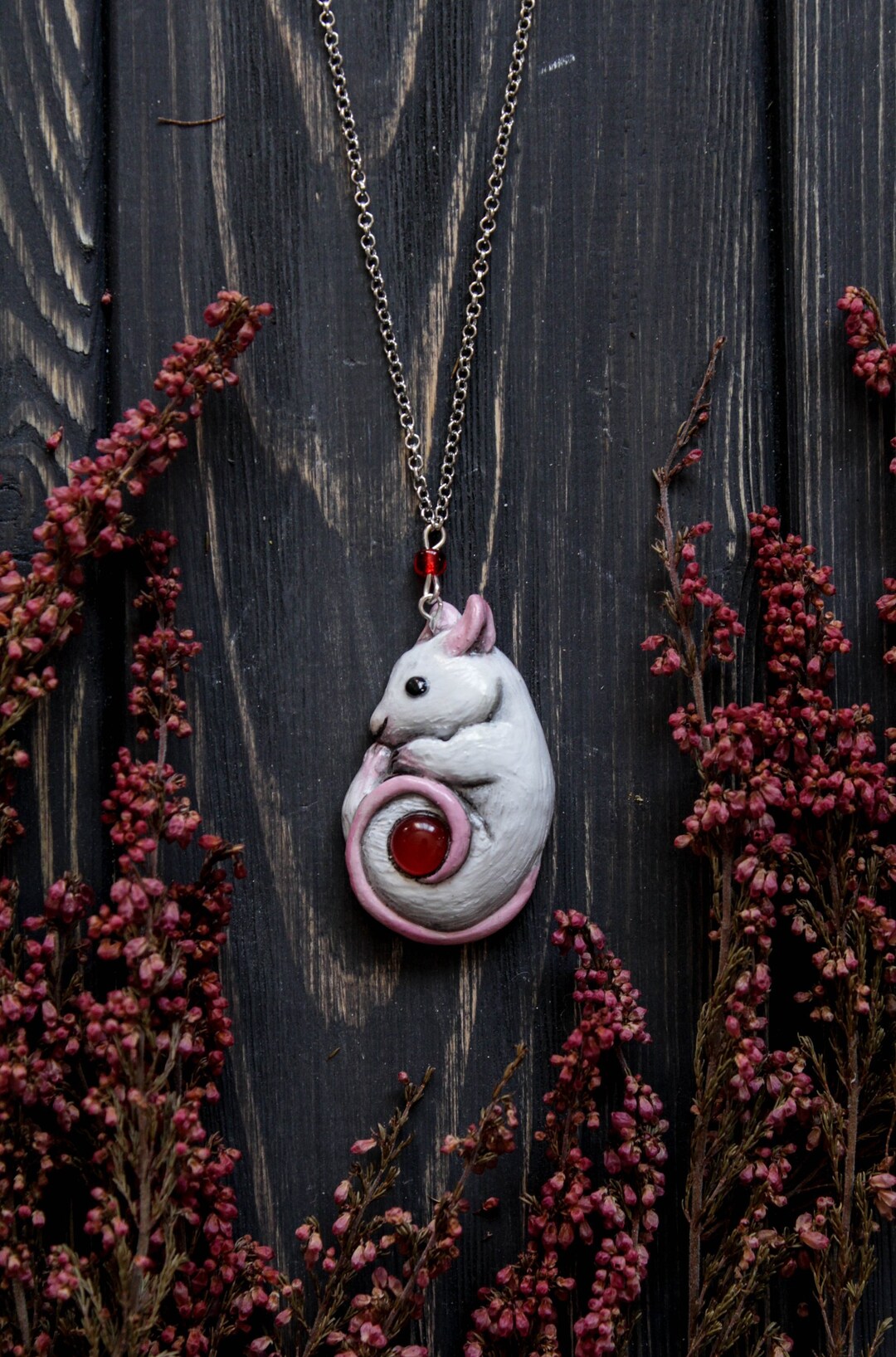 White Mouse Necklace, Totem Mouse Jewelry, Rat Charm, Realistic Mouse ...